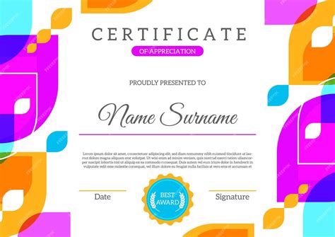 Premium Vector A Colorful Poster With The Words Certificate Of