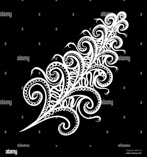 Beautiful Hand Drawn Sketch Of Feather In Zentangle Style Monochrome