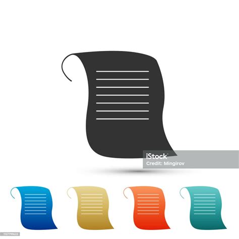 종이 스크롤 아이콘 흰색 배경에 고립 캔버스 스크롤 기호입니다 컬러 아이콘에 요소를 설정 합니다 벡터 일러스트 레이 션 말기에 대한 스톡 벡터 아트 및 기타 이미지 Istock