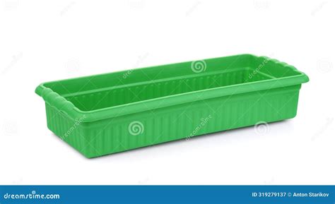 Green Plastic Rectangular Planter Stock Image Image Of Plant