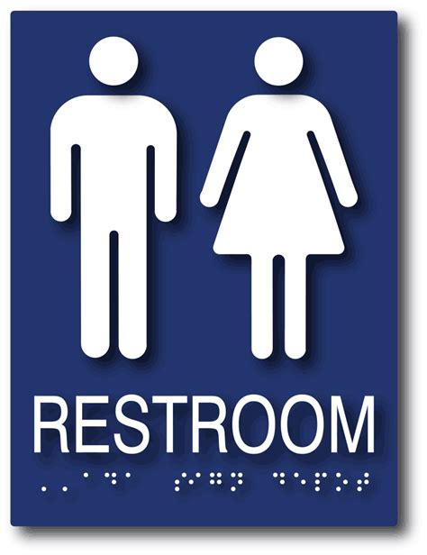 Restroom Direction Arrow Sign With Gender And Wheelchair Symbols Ada