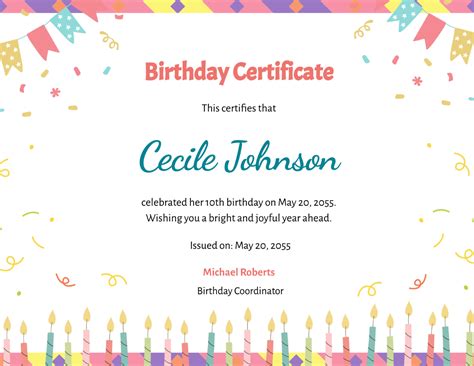Printable Honor Roll Certificate Fresh Birthday Certificate Template