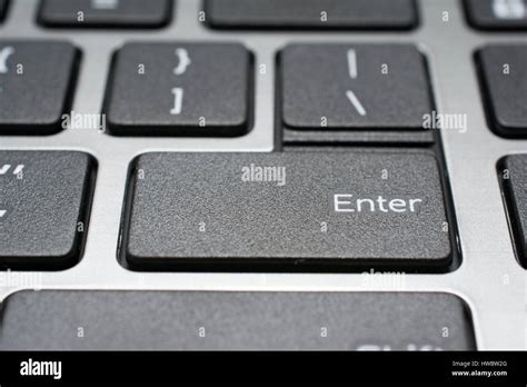 Modern Laptop Keyboard Closeup Enter Key Shallow Depth Of Field Stock