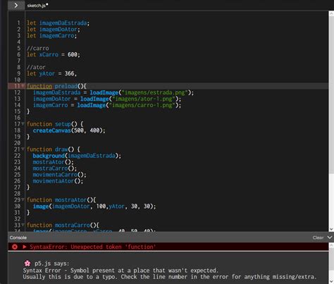 SyntaxError Unexpected token function Lógica de programação laços