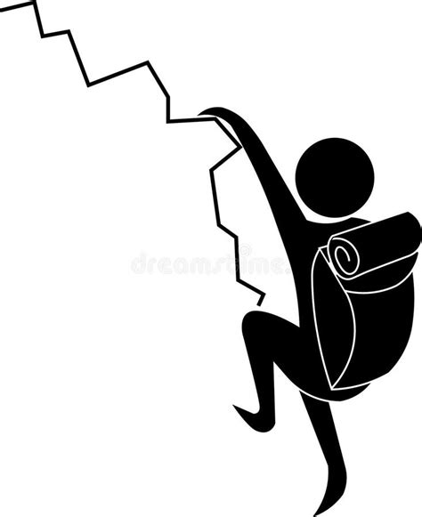 Minimalist Stick Figure Rock Climbing Adventure Hiking Illustration