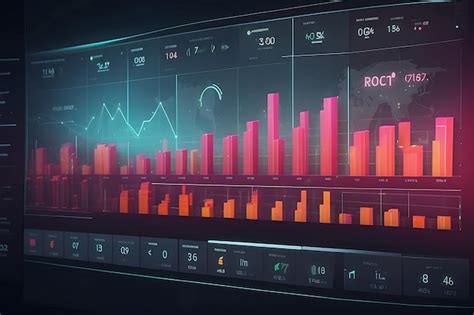 premium photo modern computer monitors with stock market data on