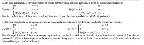 The Time Complexity For Two Algorithms Known To