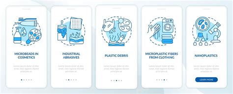 Onboarding Mobile App Screen Featuring Concepts Of Microplastic Types And Sources Vector