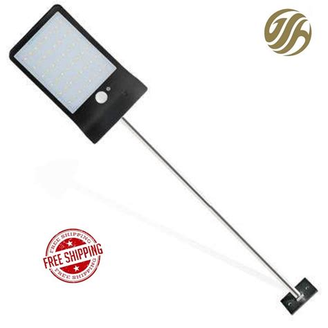 48 Led Ultra Thin Solar Power Wall Light With Rod For Outdoor Black