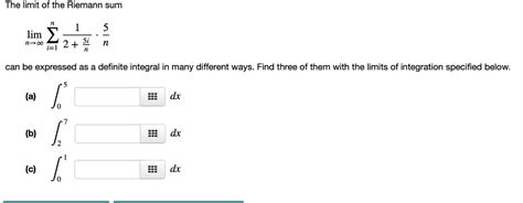 Solved The Limit Of The Riemann Sum Lim Can Be Expressed As Chegg Com