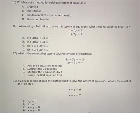 Solved Which Is Not A Method For Solving A System Of Chegg