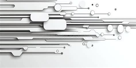Abstract White Tech Background Geometric Lines Circles Network Design