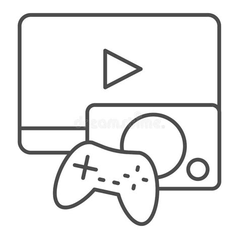 Gaming Line Icon Game Console Vector Illustration Isolated On White