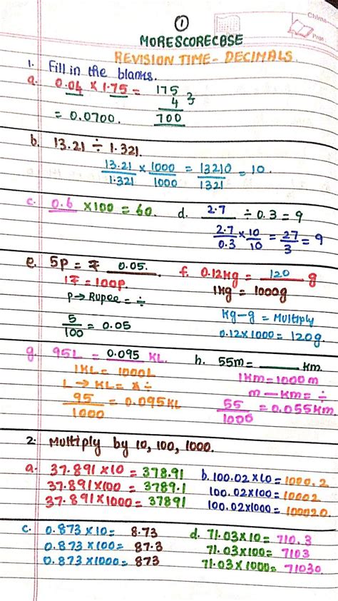 Cbse Class Maths Chapter Decimals Revision Solved Problems Artofit