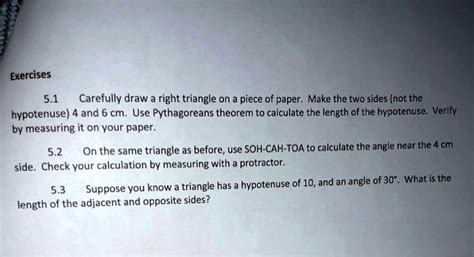 Solvedexercises 51 Carefully Draw A Right Triangle On Piece Of Paper