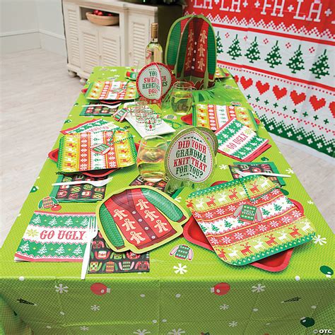 54 X 108 Ugly Sweater Plastic Tablecloth Oriental Trading