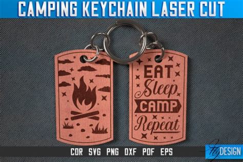 Camping Keychain Laser Cut SVG Camping Creative Fabrica