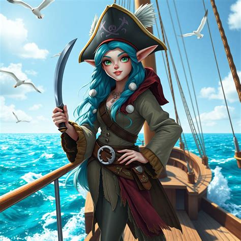 Bold Sea Elf Pirate On The High Seas