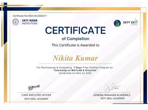 Nikita Kumar On Linkedin Internship On Matlab And Simulink