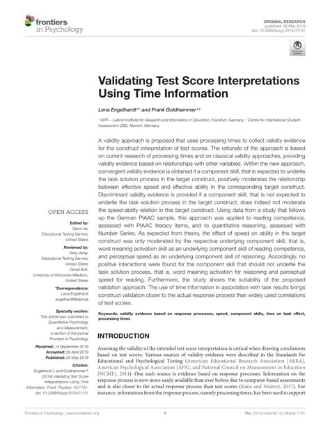 Pdf Validating Test Score Interpretations Using Time Information