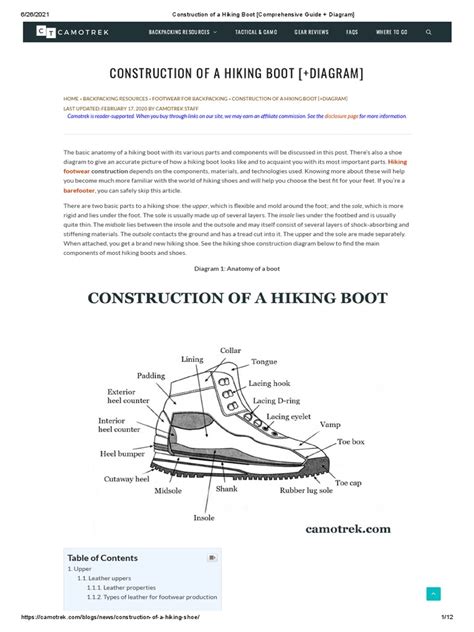 construction of a hiking boot comprehensive guide diagram pdf
