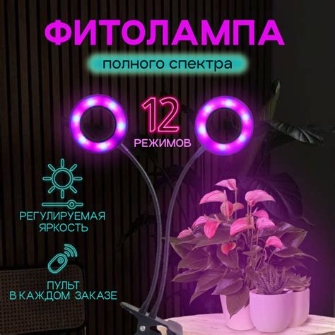 Фитолампа для растений 2 лампы полный спектр лампа светодиодная для рассады на прищепке