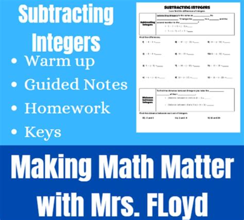 Subtracting Integers By Making Math Matter With Mrs Floyd Tpt