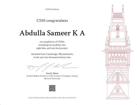 Sameer Abdulla On Linkedin Cs50 Harvard Computerscience