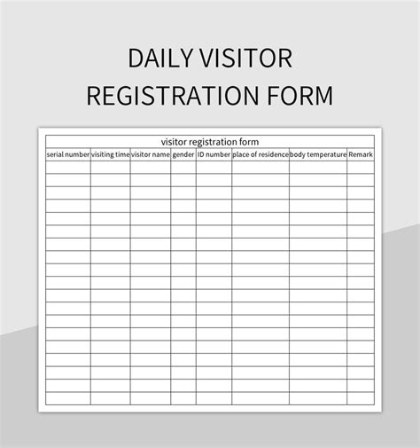 Daily Visitor Registration Form Excel Template And Google Sheets File