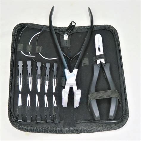 工具上的免费定制品牌标签和工具包上的标志印刷美发沙龙延伸工具套装白色黑色 buy 新的制造接发工具套件pro胶带按钳c形针头发造型剪辑 白色黑色接发工具套件具有性能增强工具免费定制品牌标签