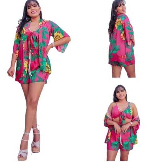 Conjunto Peças kimono Cropped Short Verão MercadoLivre