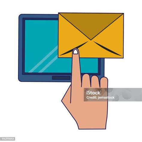 Symboles De La Tablette Et De Lemail Lignes Bleues Vecteurs Libres De