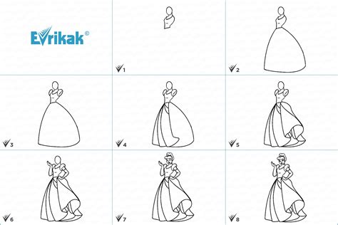 Как нарисовать Золушку в бальном платье простым карандашом