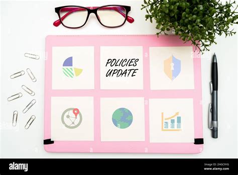 Conceptual Display Policies Update Business Idea Act Of Adding New Information Or Guidelines