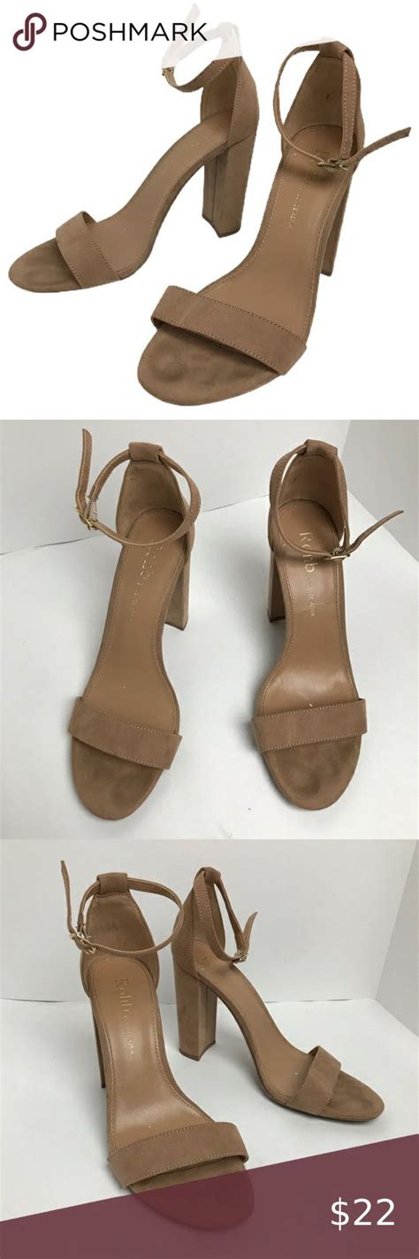 Rohb Joyce Azria Tan Fauz Suede Leather Block Heel Leather Block Heels Shoes Women Heels