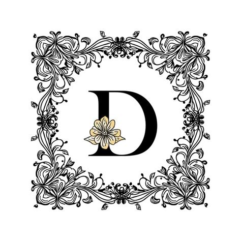 Floral Letter D Svg Monogram Letter Svg Decorative Initial 48 Off