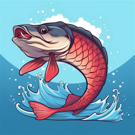 Premium Ai Image Arowana Fish Cartoon Logo