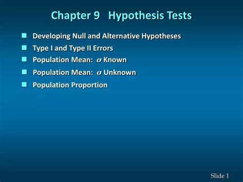 PPT Chapter Hypothesis Tests PowerPoint Presentation Free Download