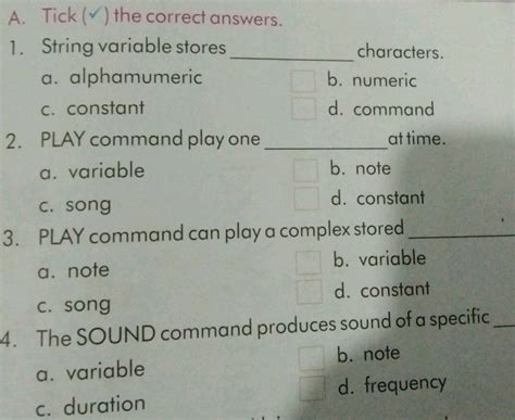 A Tick The Correct Answers 1 String Variable StudyX