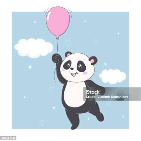벡터 일러스트 귀여운 만화 자이언트 팬더가 손에 대나무 잎의 가지와 함께 혀를 고집 땅에 앉아있다 거인에 대한 스톡 벡터 아트