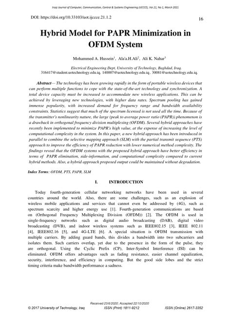 Pdf Hybrid Model For Papr Minimization In Ofdm System