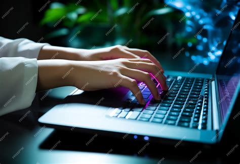 Premium Photo Photo Of Female Hands Fingers On Her Computer Keyboard While Typing