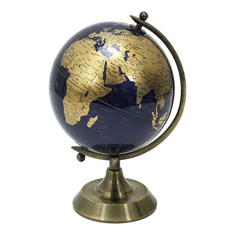 Globe Terrestre Dore Et Bleu Nuit D142mm
