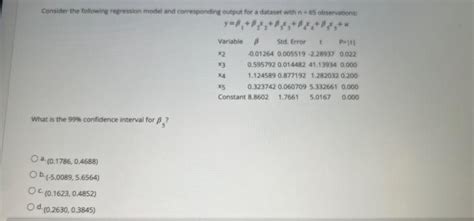 Consider The Following Regression Model And