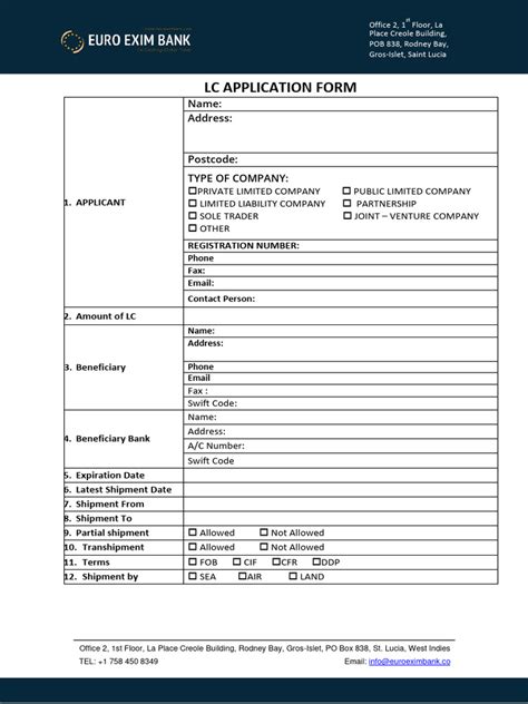 Lc Application Form Pdf Business Business Law