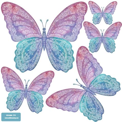 Wall Decals Five Watercolor Butterfly Decals Peel And Stick Etsy