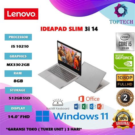 Jual Lenovo Ideapad Slim I I Mx Gb Ram Gb Gb Ssd W Ohs Fhd Ips K Id