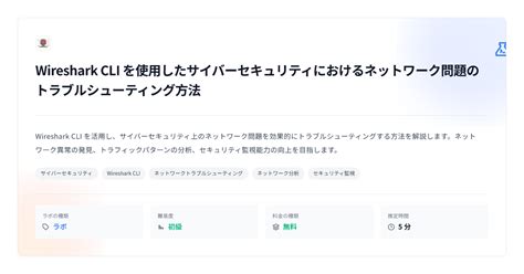 Wireshark Cli によるネットワークトラブルシューティング（サイバーセキュリティ） Labex
