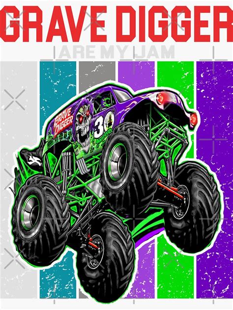 Monster Jam Grave Digger Monster Truck Fans Art T Sticker For Sale
