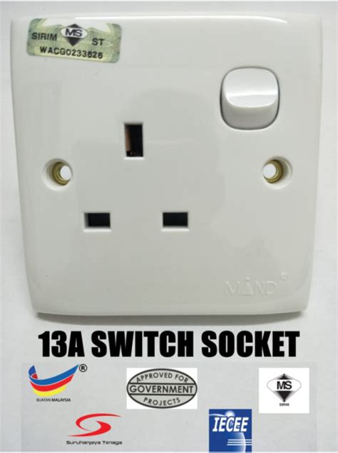 Ready Stock Mind 13a Switch Socket 3 Pin Wall Socket With Sirim Lazada